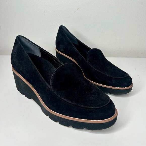 Vionic | Shoes | Vionic Ava Y2k Style Black Suede Wedge Heeled Loafers ...